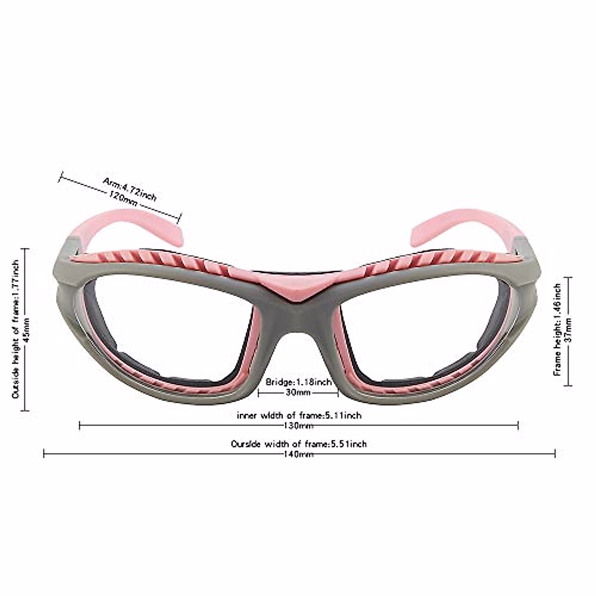 Tears Free Onion Glasses Anti-tear Free Cutting Chopping Eye Protect Cooking BBQ Kitchen Gadget Goggle (Pinkgrey)