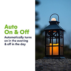 SteadyDoggie Solar Lantern Classic Bronze 2 Pack - Hanging Solar Lights with Flickering Candle LED - Retro Ornate Hanging Solar Lantern with Handle (Bronze, 2)