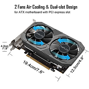 SAPLOS Radeon RX 560 4GB GDDR5 128-bit, HDMI DisplayPort DVI-D, Graphics Card for PC, Dual Air Cooling, Computer GPU Video Card Gaming, DirectX 12