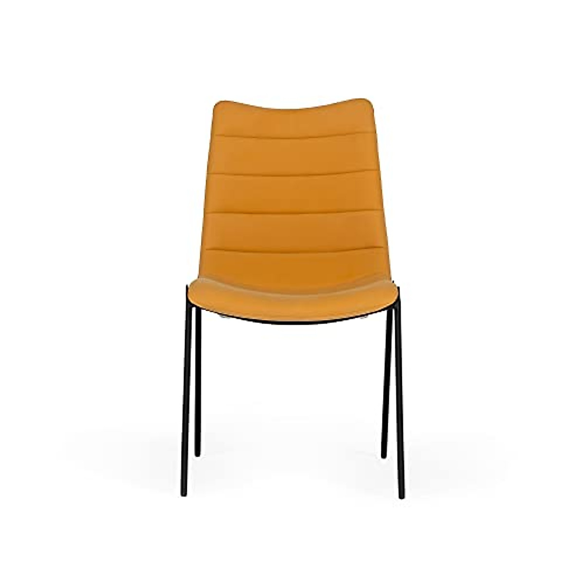 Limari Home Medard Collection Industrial Style Eco-Leather Upholstered Dining Chair with Black Powder Coated Iron Legs (Set of 2), Tan