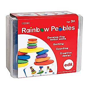 Rainbow Pebbles - Set of 36 Sorting and Stacking Stones with 20 Activity Cards - In Home Learning Toy for Early Math