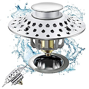 Yevheniys Bathtub Drain Plug, 2 in 1 Stopper & Hair Catcher, with Stainless Steel Filtered Pop-Up Filter for US Standard Bathtubs Hole Diameter (1.6-2.0 Inch)