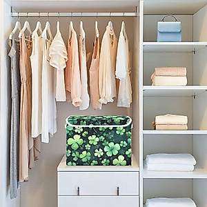 senya St. Patrick's Day Baskets Collapsible Storage Bins with Lids, St Patricks Clover Leaves Storage Boxes Clothes Baskets for Organizing