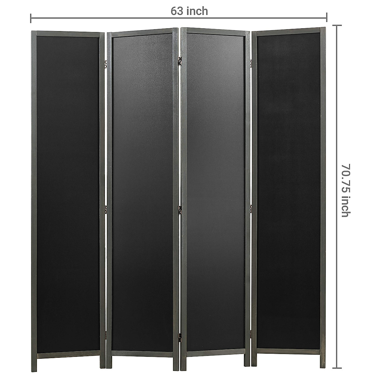 MyGift Dark Brown Wood Folding Room Divider with Chalkboard Panels, 4 Panel Privacy Screen