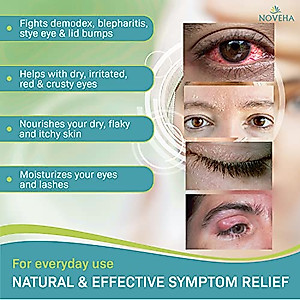 NOVEHA Tea Tree Oil Foaming Cleanser | Therapeutic Daily Skincare For Eyelash & lids, MGD, Eye Irritations, Stye Eyes, Skin Dryness, Moisturize with Organic Ingredients, For All Skin Types 3.38 Fl Oz