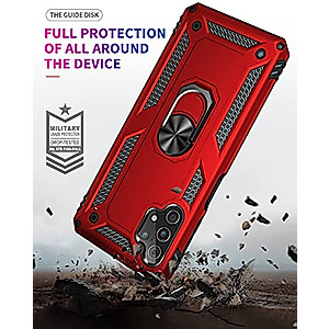 Galaxy A32 5G Case, Samsung A32 5G Case with HD Screen Protector, Androgate Military-Grade Ring Holder Kickstand 15ft Drop Tested Shockproof Cover Phone Case for Samsung Galaxy A32 5G, Red