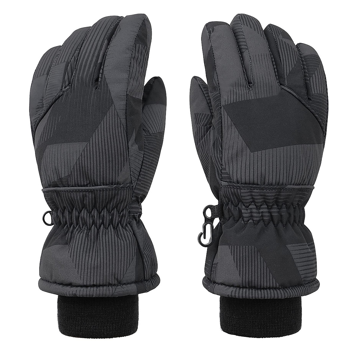Simplicity Kids Boys Thinsulate Lined Waterproof Ski Winter Gloves, Black, L(10-12 Years)