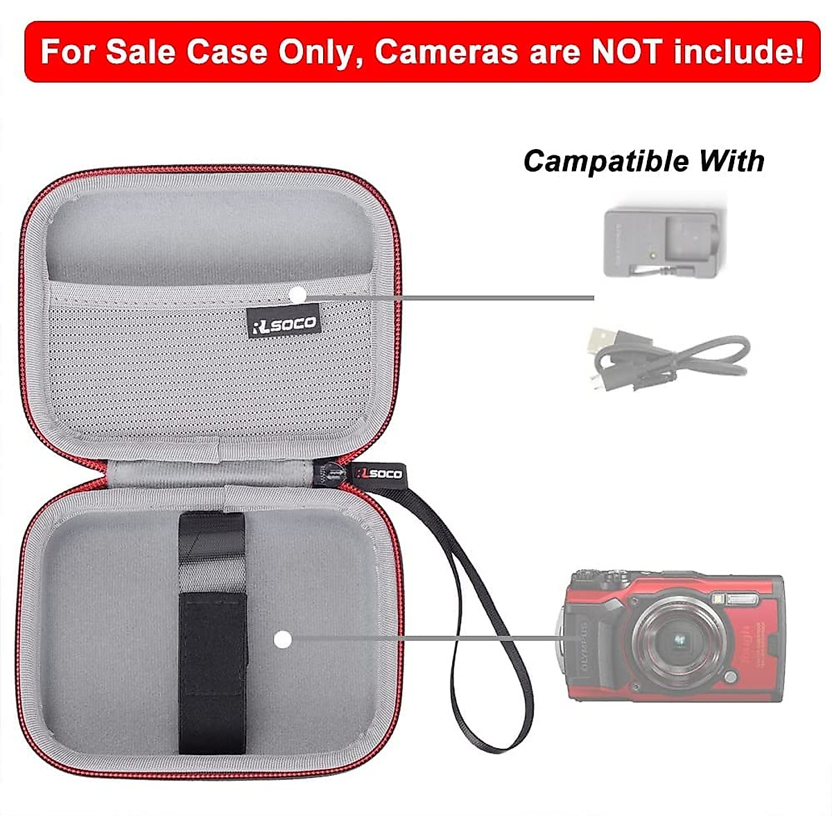 RLSOCO Hard Case for Digital Camera OMSYSTEM Tough TG-7/TG-6/TG-5/TG-4 Waterproof Camera/AbergBest 21 Mega/Canon PowerShot ELPH 190 /Sony DSCW830/Sony DSCW800 / Kodak Pixpro Digital Camera and more