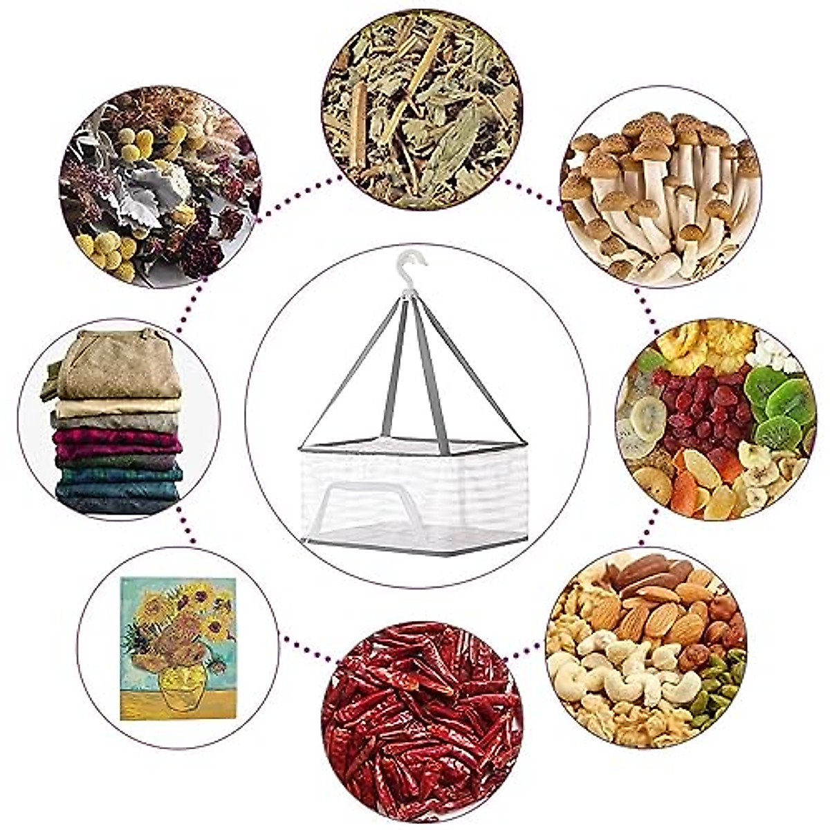 Clothes Drying Basket,Flat Space-Saving Drying Net Basket | Windproof Flat Clothes Drying Rack for Sweaters, Underwear, Towels, Hats, Scarves, Diapers, Gloves, Plants Buds Buogint