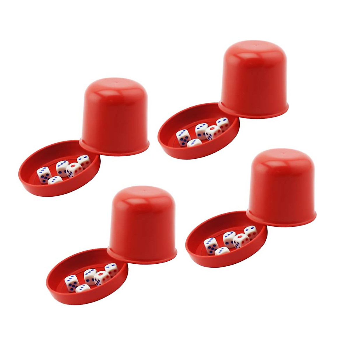 NUOBESTY Dice Cup Set Games Professional Plastic Dot Dices for Liars Farkle Bar Ktv Anti Cheating Dice Box with 5 Dices (Red)