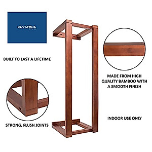 Keystone Basics Blanket Rack - Holder for Wall 12 inch L x W 36 H Mounted Bamboo Shelf/Universal and Quilt Blankets Towels Quilts, Brown