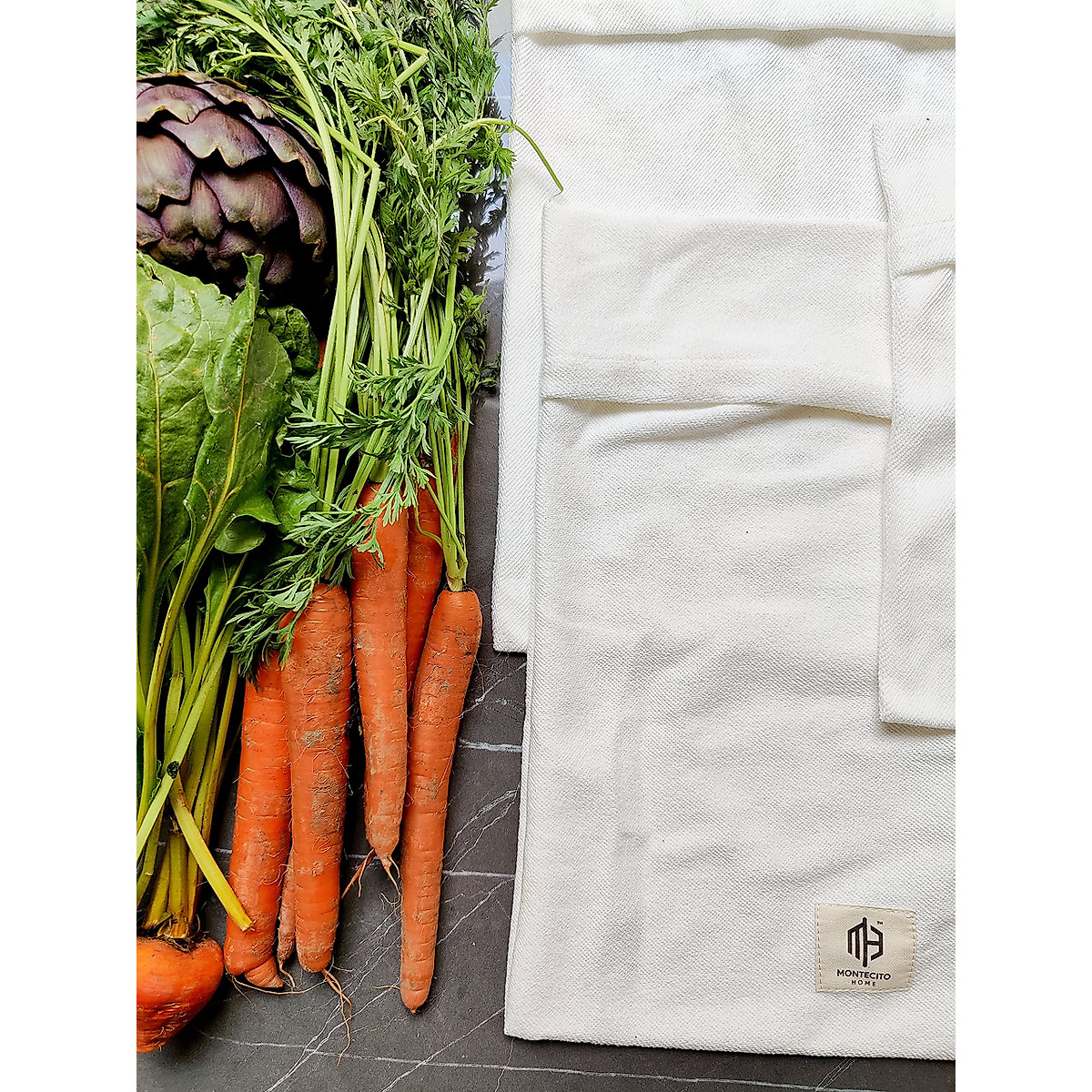 Organic Cotton Vegetable Crisper Bag - Variety Set of 3 - Simply Wet & Keep Your Veggies Fresher, Longer in Refrigerator!