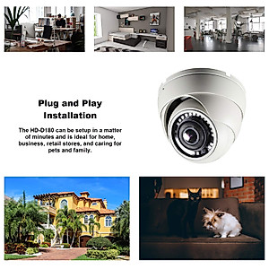CCTV Camera Pros HD-D180 180 Degree Dome Security Camera | Full HD Over Coax | HD-TVI AHD HDCVI CCTV 1080p | 2MP Wide Angle Indoor Outdoor Home Surveillance Camera