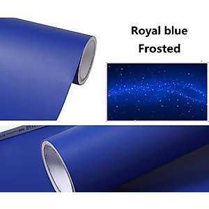 Temall Solid Color Frosted Self Adhesive Wallpaper Waterproof Shelf Drawer Liner Cabinet Sticker 15.6 inch by 9.8 Feet (Royal Blue)