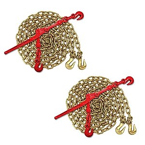 DC Cargo Chain Binder Kit (2 Sets) | 5/16" Grade 70 Extra Long 20 Foot Chain - and Load Binder Set | Heavy Duty Ratcheting Chain and Binder | Load Chain and Binders – 4,700lb Working Load Limit As Set