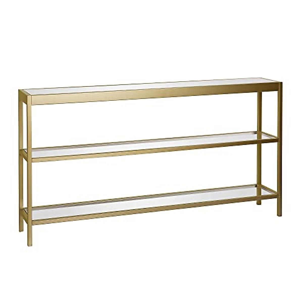 Henn&Hart 55" Wide Rectangular Console Table in Brass, Entryway Table, Accent Table for Living Room, Hallway