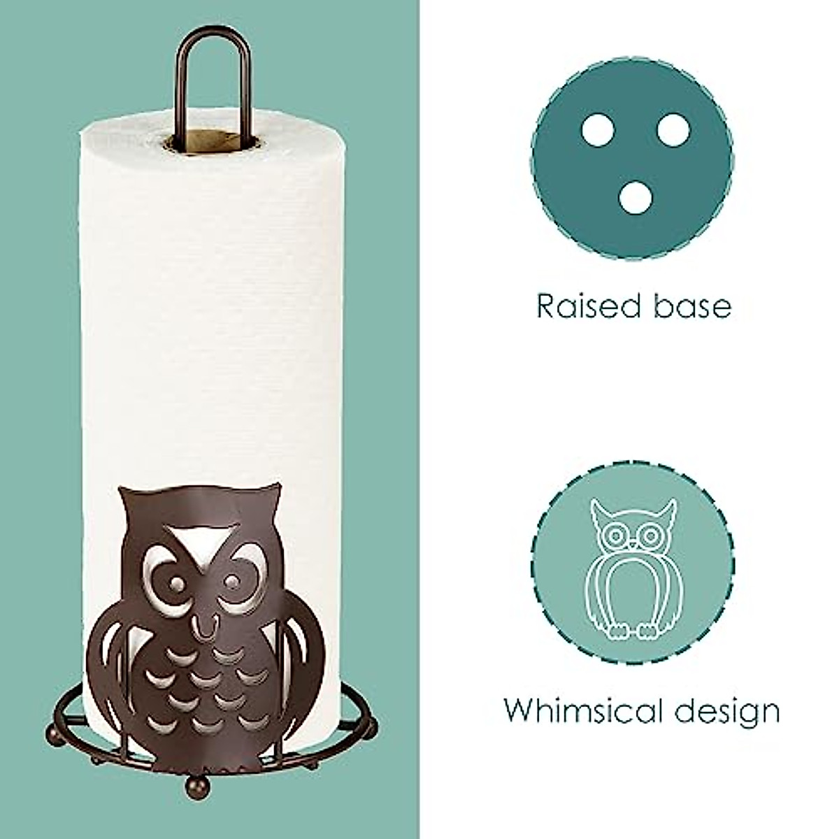 Home Basics Heavy Duty Steel Owl Napkin Holder Dispensing Organizer Stand, Kitchen Countertop, Free-Standing, Bronze (1)