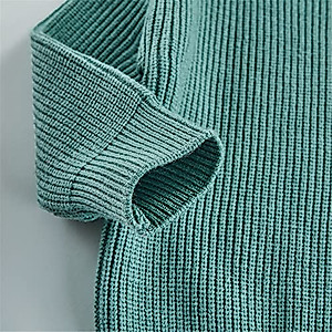 Toddler Baby Knit Sweater Kids Boy Girl Solid Color Long Sleeve Basic Pollover Top Fall Winter Warm Clothes（D-Green,12-24 Months