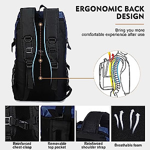 VGCUB Large Travel Camping Hiking Backpack,Lightweight Waterproof Outdoor Sports Rucksack Gym Carry on Backpack Daypack for Women Men Traveling, Jewel blue