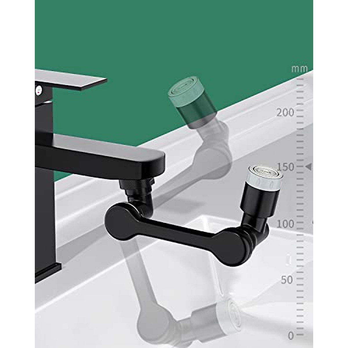 FIRMER Faucet Extender, 1080 Degree Rotatable Multifunctional Extension Faucet Aerator, Large-Angle Rotating Splash Filter Faucet Attachment for Eye, and Gargle Portable Washing Black