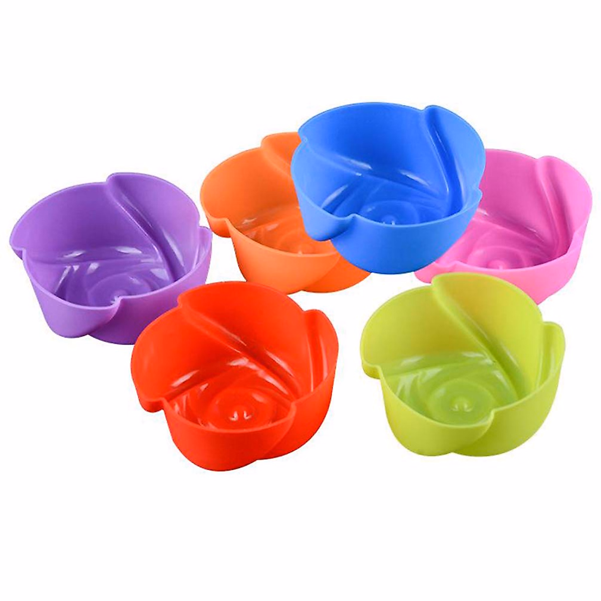 UPKOCH 8pcs Silicone Muffin Cups Rose Flower Shape Reusable Silicone Baking Cups Non Stick Cupcake Liners Maker Mould Cup (Random Color)