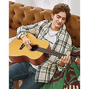 Donner Acoustic Guitar for Beginner Adult Full Size Dreadnought Acustica Guitarra Starter Bundle Kit with Gig Bag Strap Tuner Capo Pickguard String 4 Picks Cloth, Right Hand 41 Inch Natural, DAG-1