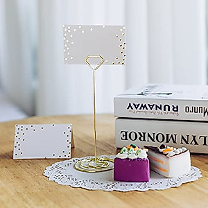 Wettin 12Pcs Unique Table Number Holders with 14Pcs Place Cards, Place Card Holder, Table Card Holder, Table Number Stands, Picture Clips Name Card Photo Holder for Wedding Birthday Party Baby Shower