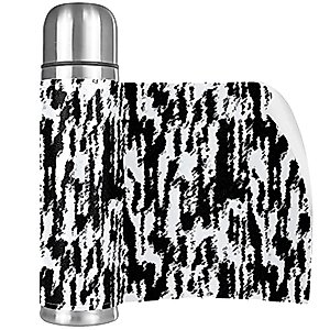 Stainless Steel Leather Vacuum Insulated Mug Zebra Thermos Water Bottle for Hot and Cold Drinks Kids Adults 16 Oz