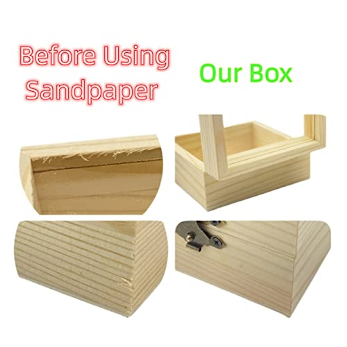 Little Fire Craft Unfinished Wooden Box with Glass Hinged Lid DIY Decorative Box Wooden Jewelry Box Mini Storage Gift Box for Christmas and Birthday 3.35 x 3.35 x 1.85 inch 2 Pack