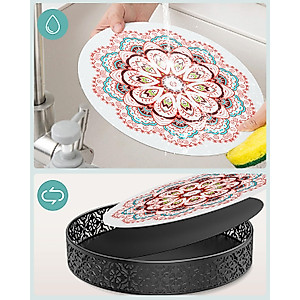 Lazy Susan Organizer, 12 Inch Lazy Susan Turntable for Cabinet, Turntable Organizer for Pantry Vanity Tray Countertop Spice Rack Kitchen Bathroom, Large Lazy Susan with 2 Removable Liners, Black