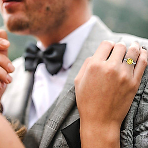 Clara Pucci 2.89ct Round Cut Solitaire Natural Citrine Engagement Promise Anniversary Bridal Ring Band set Sliding 14k White Gold 9