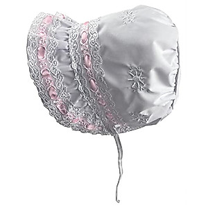 N'Ice Caps Baby Girls Bonnet White Lace Newborn Infant Toddler Sun Hat Special Occasion (White with Pink Ribbon, Newborn)