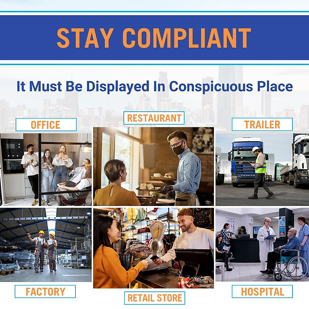 2023 California State & Federal Labor Law Poster - OSHA Workplace Compliant & Required - Current with Mandatory Updates for 2023 - UV Laminated & Waterproof - 25" x 39" (English)