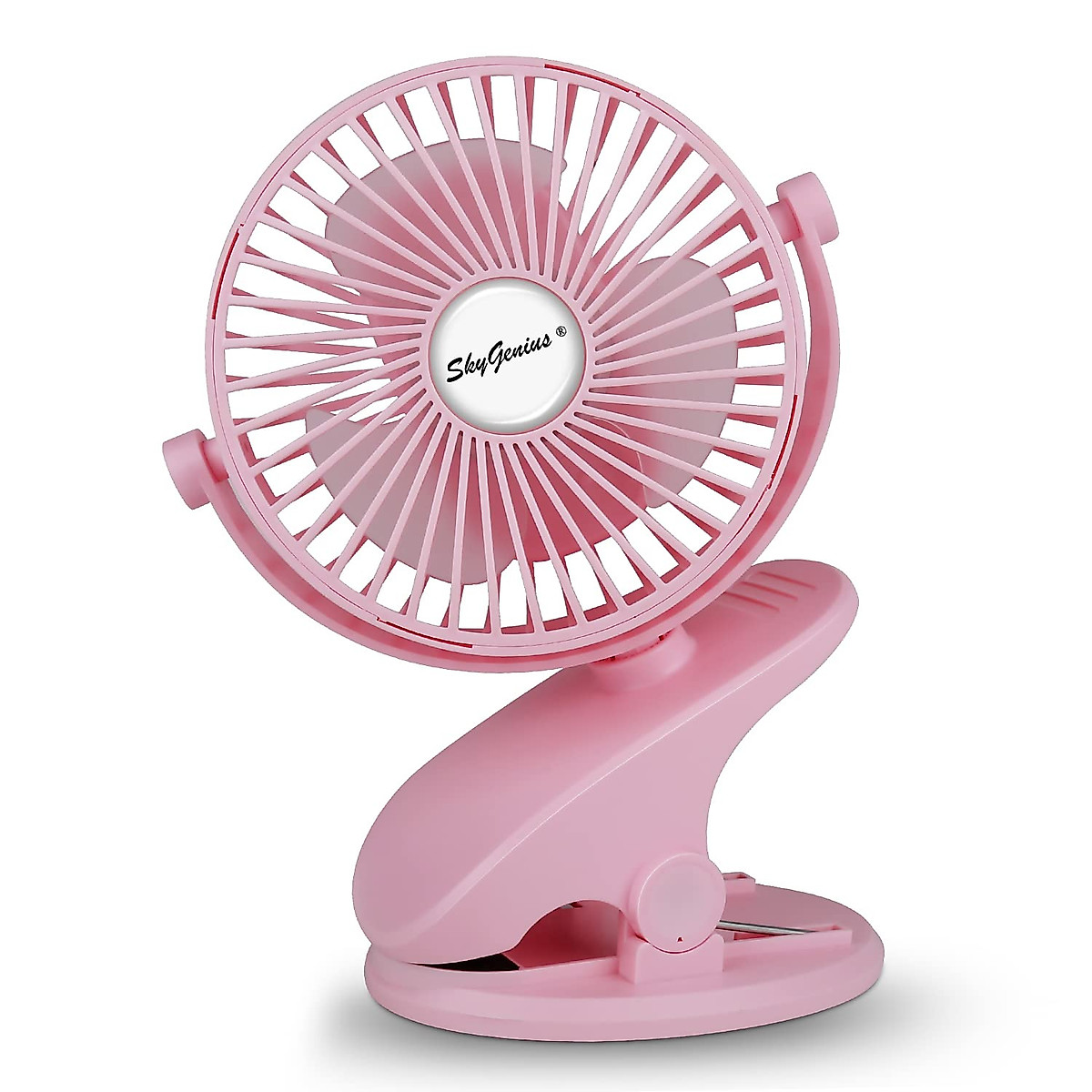 SkyGenius Battery Operated Clip On Baby Stroller Fan (Pink)
