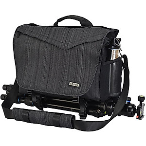 CADeN Camera Bag Case Shoulder Messenger Photography Bag with Laptop Compartment 14", Tripod Holder, Compatible for Nikon, Canon, Sony, DSLR SLR Mirrorless Cameras Waterproof Black