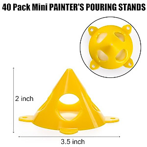 Bekith 40 Pack Yellow Cone Canvas and Cabinet Door Risers - Acrylic and Epoxy Pouring Paint Canvas Support Stands, 3.5"x2"