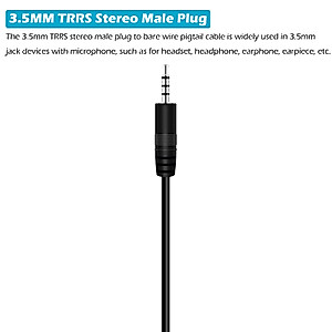 Fancasee (2 Pack 3 ft Replacement 3.5mm 1/8" Male Plug to Bare Wire Open End Pigtail TRRS Stereo 3.5mm Jack Connector Adapter Audio Cable for Headphone Headset Earphone Microphone Cable Repair