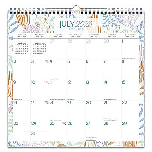 Seaside Currents | 2024 12 x 12 Inch 18 Months Monthly Square Wire-O Calendar | Sticker Sheet | July 2023 - December 2024 | Plato | Stationery Planning