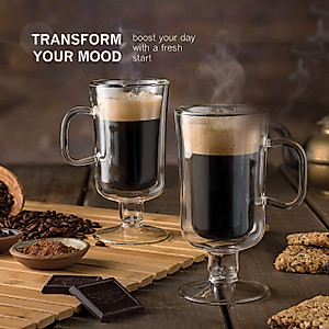 Luigi Bormioli Double Walled Irish Coffee Mugs - 8½ Oz (2 Pack) Insulated Tea Glasses, Drinking Glasses, for Latte, Espresso, Cappuccino, Desert Dish, Thermal Shock Resistant, for Hot - Cold Beverages