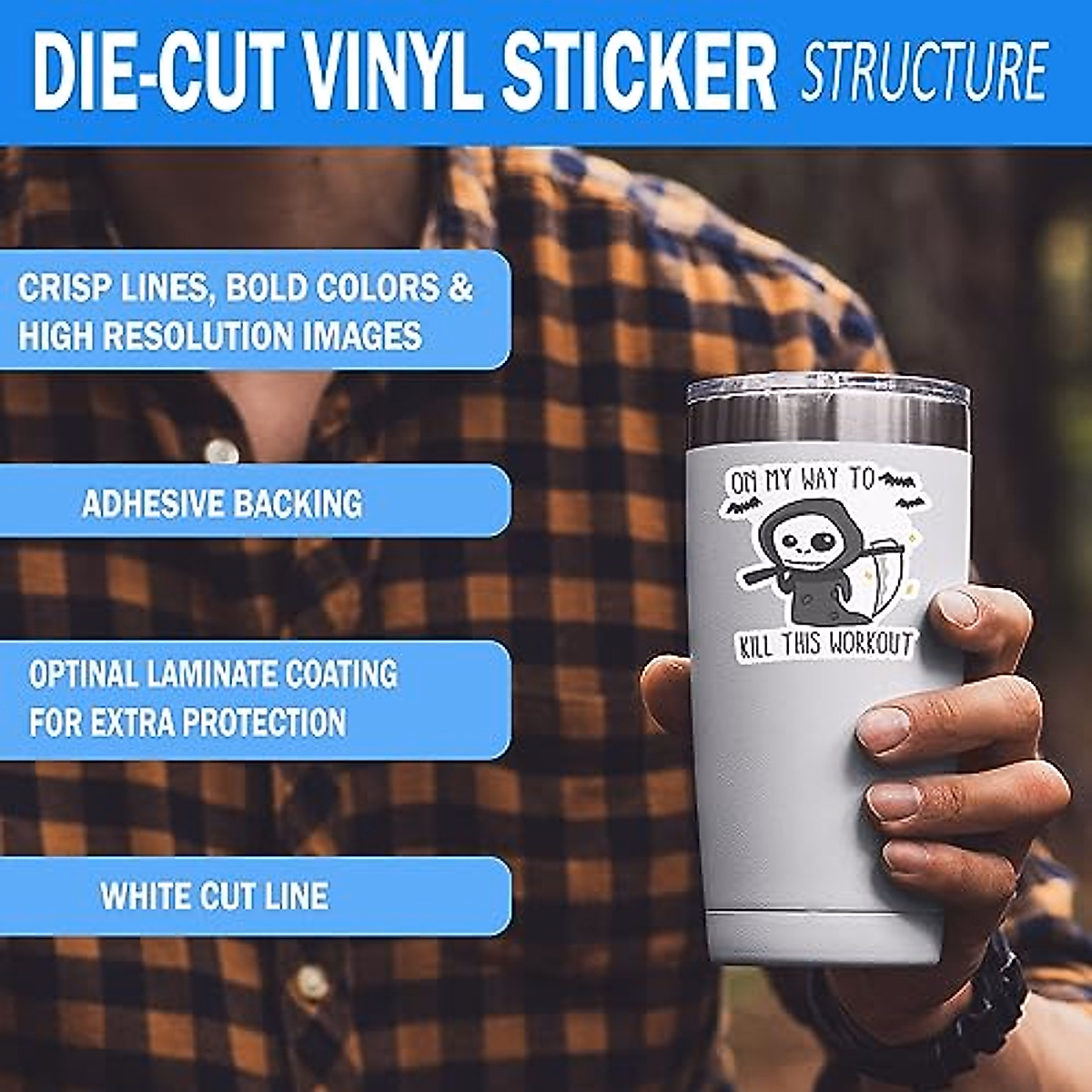 Miraki On My Way To Kill This Workout Sticker, Ghost Sticker, Planner Sticker, Workout Sticker, Gym Sticker, Water Assitant Die-Cut Vinyl Funny Decals for Laptop, Phone, Water Bottles, Kindle Sticker