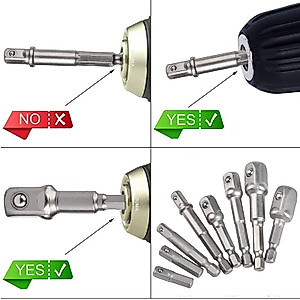 Reppkyh 11Pcs Socket Adapter Impact Hex Shank Drill Bits Power Extension Bar 8Pcs Sets 14 38 12 + 3Pcs 14 Hex Shank Screwdriver Bit Holder High Speed Nut Driver Drive