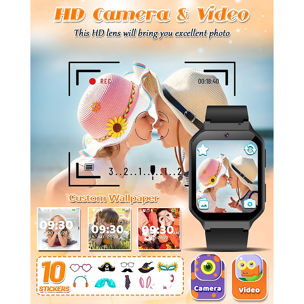 Semloo Smart Watch for Kids Boys Age 6-12 with 26 Games 1.69" High-Resolution Touchscreen Storybook Learning Card Camera Metal Case Music Player Alarm Kids Watches Learning Toys Birthday Gifts