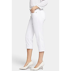 NYDJ Women's Marilyn Straight Cuff Cropped Slimming Jeans, Optic White, 10