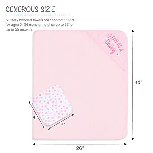 The Peanutshell Hooded Bath Towel and Wash Cloth Set for Baby Girls - 23 Piece Gift Set - Pink Floral & Cheetah Print
