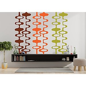 Custom Colors Mid Century Decals, Retro 70s Decor, Circle Chain Decal, Wall Panels, Mid Century Home, Modern Decor, Retro Wall Decal, Blue, (22Wx80L (inches))