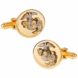 Cuff-Daddy Gold Silver USMC Marine Corp Eagle, Globe & Anchor Cufflinks for Officer with Presentation Box