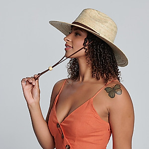 San Diego Hat Company Women's Palm Straw Sun Hat, Natural