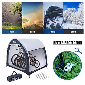 Outdoor Bike Storage Shed Tent, PU4000 3 layer Sliver Coated Bike Cover with Protective Cover and Water Strap, Portable Bicycle Shelter (Extra Large)