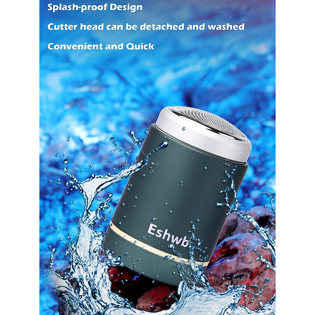 Eshwb Travel Men's Shaver Mini Electric Razor for Men USB Rechargeable Beard Shaver Pocket Size Shavers Compact Razor Wet Dry Use (Green)