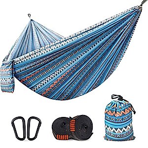 Travel Bird Camping Hammock Portable Double & Single Hammock, Outdoor Kids Hammock with 2 Tree Straps, Two Person Hammock Lightweight Hammock for Backpacking, Travel, Hiking, Beach, Camping Gear